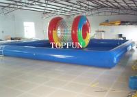 China Single Pipe 10 x 6 m Blue Inflatable Water Pool For Kids With Water Roller for sale