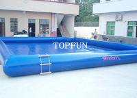 China Single Pipe 10 x 6 m Blue Inflatable Water Pool For Kids With Water Roller for sale