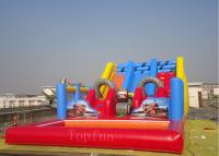 China Red Multifunctional Inflatable Water Slide With Obstacles N Pool for sale