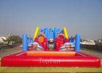 China Red Multifunctional Inflatable Water Slide With Obstacles N Pool for sale