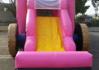 China PVC Tarpaulin Pink Retro Bounce House Inflatable Jumping Castle With 4 Wheels for sale