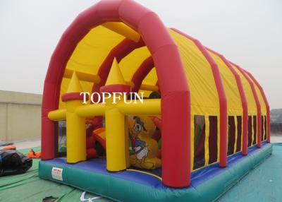 China Red / Yellow PVC Tarpaulin Inflatable Water Jumping Castles With Roof for sale