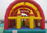 China Red / Yellow PVC Tarpaulin Inflatable Water Jumping Castles With Roof for sale