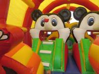 China Red / Yellow PVC Tarpaulin Inflatable Water Jumping Castles With Roof for sale