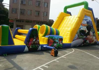 China Yellow Adult Inflatable Obstacle Course with 0.55mm PVC Tarpaulin for sale