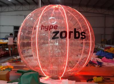 China Red Shinning 1.0MM PVC / TPU Inflatable Bubble Ball With LED Light N Logo for sale