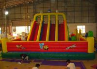 China Red Outdoor Inflatable Amusement Park Playground With Slide For Commercial Rent for sale