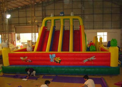 China Red Outdoor Inflatable Amusement Park Playground With Slide For Commercial Rent for sale