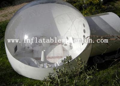 China Semi Transparent Inflatable Bubble Tent With Two White Tunnel for hotel for sale