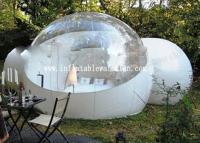 China Semi Transparent Inflatable Bubble Tent With Two White Tunnel for hotel for sale
