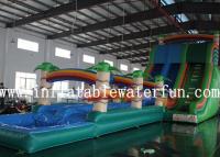 China Commercial PVC Tarpaulin Green Jungle Inflatable Water Slide With Small Pool for sale