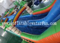 China Commercial PVC Tarpaulin Green Jungle Inflatable Water Slide With Small Pool for sale