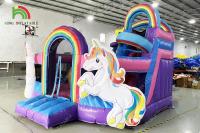 China 13ftx13ftx11.5ft  Rainbow Unicorn Bouncy Castles Bounce House for sale