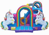 China 13ftx13ftx11.5ft  Rainbow Unicorn Bouncy Castles Bounce House for sale