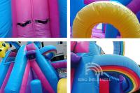 China Kids Unicorn Bouncy Castle With Water Slide Princess Pink Giant Jumping Rainbow Inflatable Water Bounce Houses for sale