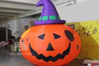 China Giant Inflatable Pumpkin Ghost With Black Cat Outdoor Scary Props Halloween Decorations for sale