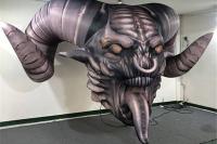 China Horrific Portable Inflatable Devil Skeleton Head Giant Skull Halloween Party Indoor Outdoor Decoration for sale