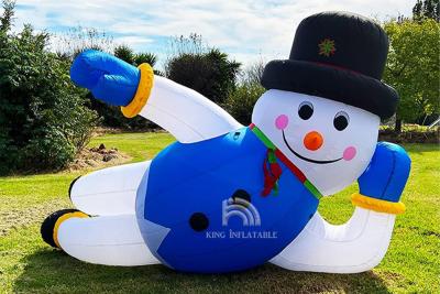 China Christmas Inflatable Snowman 3.6m X 2.0m Outdoor Decorations Air Blown Santa Claus Reclining On The Ground for sale