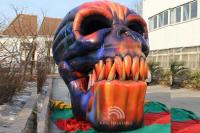 China Giant Inflatable Skull Entrance Halloween Decoration Inflatable Devil Skeleton Skull Head For Club Party for sale