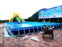 China 0.9MM PVC Tarpaulin Big Bear Inflatable Water Park With Large Blue Swimming Pool for sale