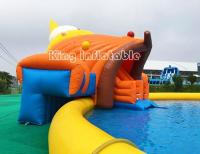 China Giant Shark Inflatable Water Park Big Yellow Inflatable Swimming Pool With Slides for sale