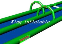 China 100m Long Double Lane Inflatable Slip N Slide Green Blue With Logo Printing for sale
