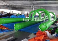 China PVC Tarpaulin Inflatable Slip Slide 300m Long Double Lanes Inflatable Water City for sale