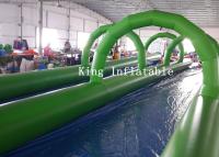 China PVC Tarpaulin Inflatable Slip Slide 300m Long Double Lanes Inflatable Water City for sale