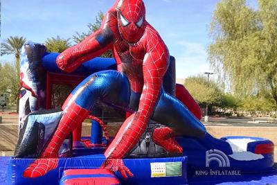 China Spiderman Inflatable Bouncer House Outdoor / Indoor Bouncer Jumping Castle With Slide for sale