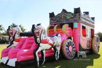 China Kids Party Princess Carriage Bounce House With Slide Commercial Inflatable Bouncer Castle For Girls for sale