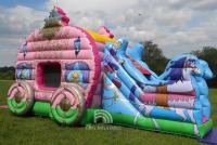 China Kids Party Princess Carriage Bounce House With Slide Commercial Inflatable Bouncer Castle For Girls for sale