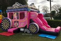 China Kids Party Princess Carriage Bounce House With Slide Commercial Inflatable Bouncer Castle For Girls for sale