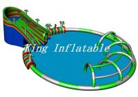 China Outdoor Giant Inflatable Water Park 30m Diameter Constant Blower With Crocodile Slide for sale