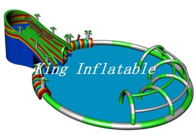 China Outdoor Giant Inflatable Water Park 30m Diameter Constant Blower With Crocodile Slide for sale