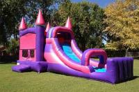 China Pink Bouncy House Castle Outdoor Rantal Inflatable Bouncer With Slide for sale