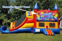 China Pink Bouncy House Castle Outdoor Rantal Inflatable Bouncer With Slide for sale