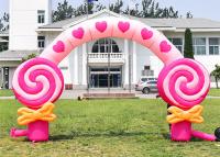 China Pink Children'S Birthday Party Decoration Inflatable Candy Floss Arch For Festival for sale