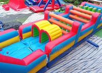 China Inflatable Obstacle Courses 20m Long PVC Blue Red Large Inflatables For Kids Adults for sale