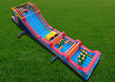 China Inflatable Obstacle Courses 20m Long PVC Blue Red Large Inflatables For Kids Adults for sale