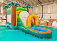 China Tropical Jungle Theme Bounce House Kids Jumping Bouncy Castle Inflatable Bouncer Combo With Pool Water Slide for sale