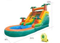 China Kids Outdoor Yard Water Slides Tropical Jungles Inflatable Water Slide With Pool for sale