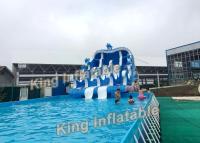 China Blue Dolphin Support Basin Inflatable Water Parks With Slide Plato PVC for sale