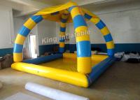 China Heat Sealed Inflatable Swimming Pools 5*4*5m Blue And Yellow With 800w Air Pump for sale