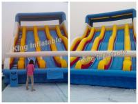 China Blue 2 Lanes 2 Climbs Inflatable Water Slide For Water Sport PVC 8*7m for sale