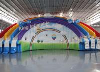 China Colorful Rainbow Arch Shape Inflatable Water Slide With 3 Lane 30mL PVC for sale