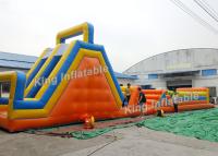 China Long Shape Orange Tunnel Inflatable Sport Games Obstacle And Slide For Kids for sale