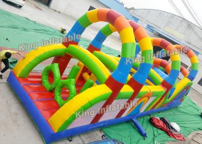 China 12 m Colorful Rainbow Printed Inflatable Obstacle Games Passing Courses PVC for sale