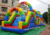 China 12 m Colorful Rainbow Printed Inflatable Obstacle Games Passing Courses PVC for sale