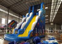 China Children / Adult Blue Inflatable Water Slide With Two Lane 1 Year Warranty for sale