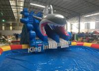 China Blue Shark Inflatable Water Parks Waterproof Inflatable Swimming Pool 8m X 6m for sale
